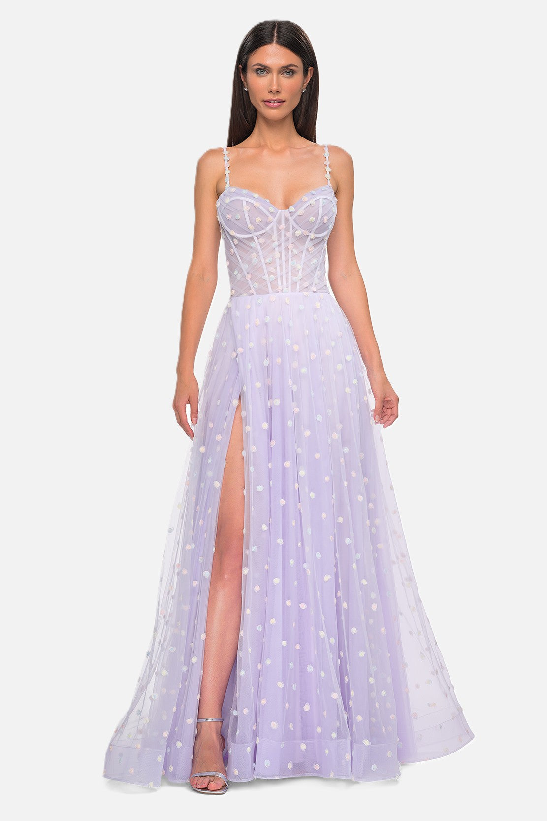 Pretty Polka Dot Applique Gown | Lizzy's by Cathy Allan